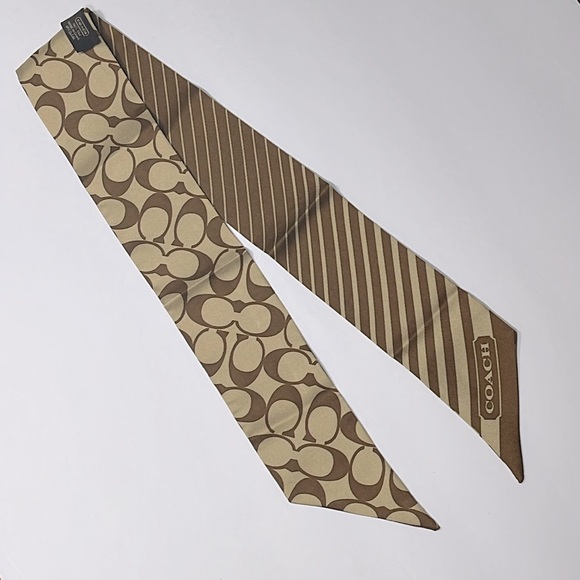 Coach | Accessories | Coach Signature Stripe Reversible Silk Scarf ...